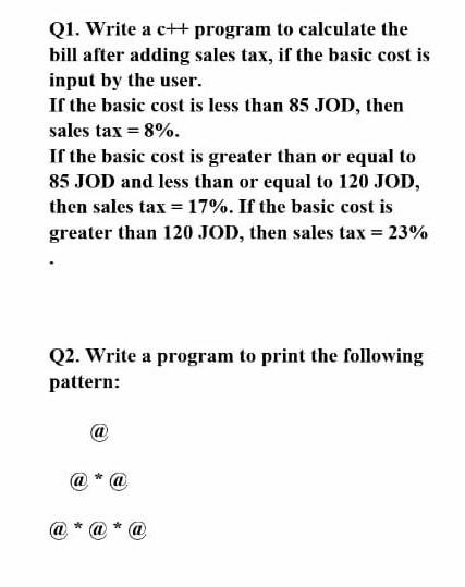 Solved Q1. Write a c++ program to calculate the bill after | Chegg.com