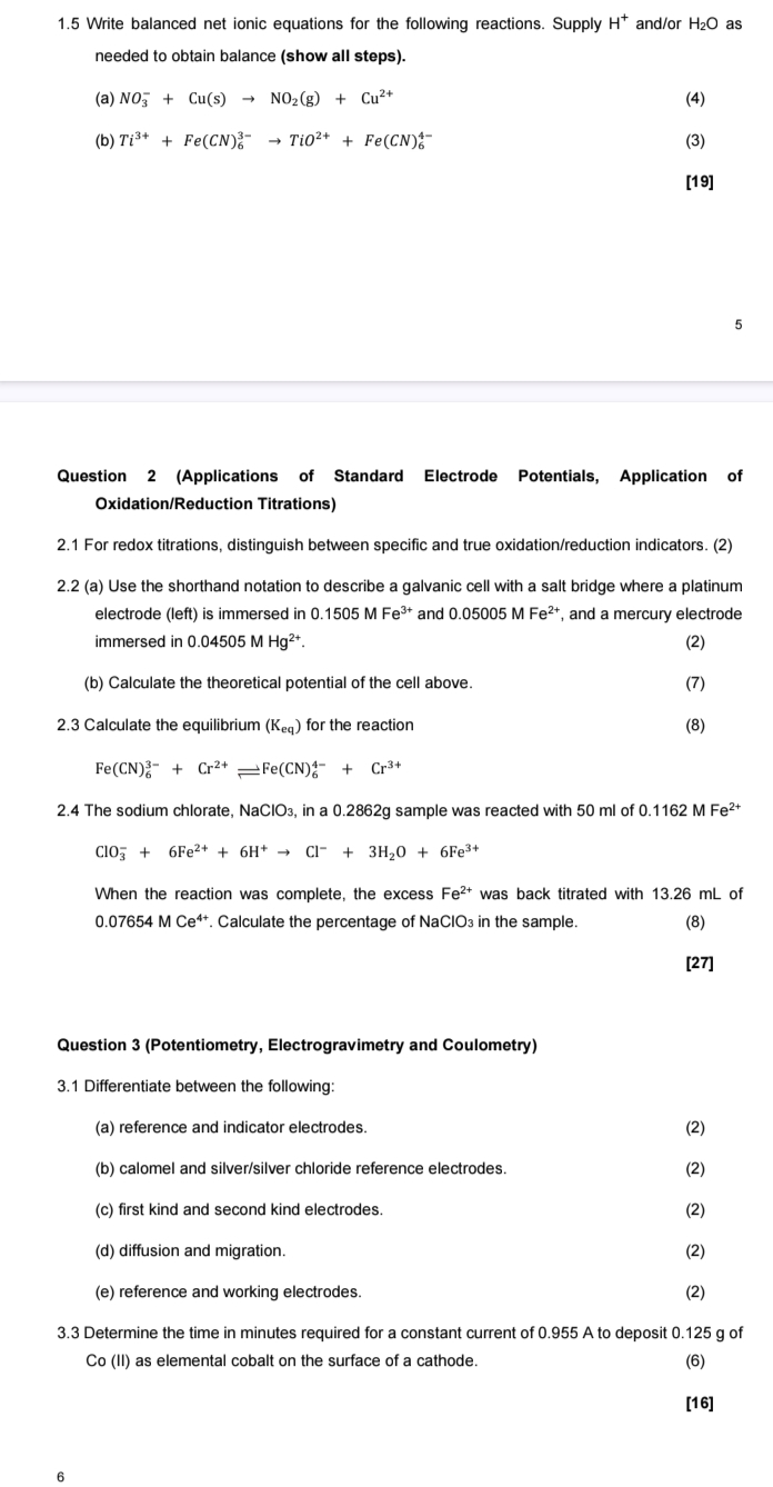 Solved 1.5 ﻿Write balanced net ionic equations for the | Chegg.com