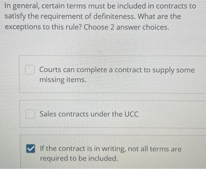 Solved In general, certain terms must be included in | Chegg.com