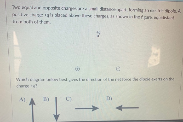 Solved Two equal and opposite charges are a small distance | Chegg.com
