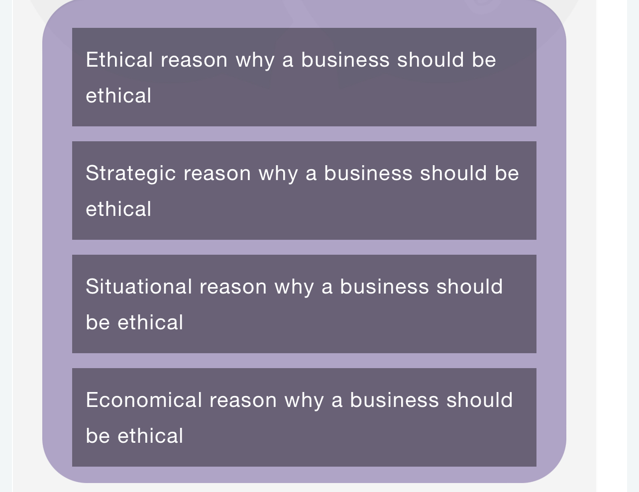 Solved Ethical reason why a business should be | Chegg.com