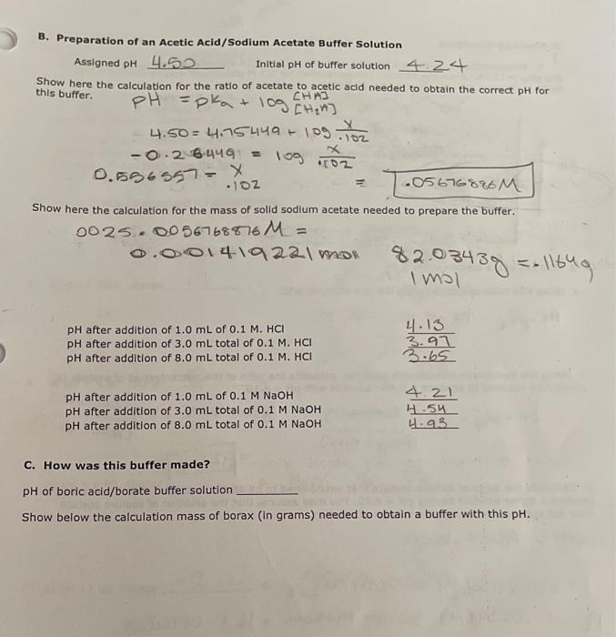 Solved part c: how was this buffer made? pH of boric | Chegg.com