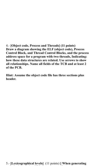 Solved 4 Object Code Process And Threads 11 Points 
