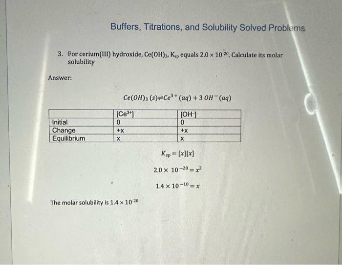 Buffers, Titrations, and Solubility Solved Problems | Chegg.com