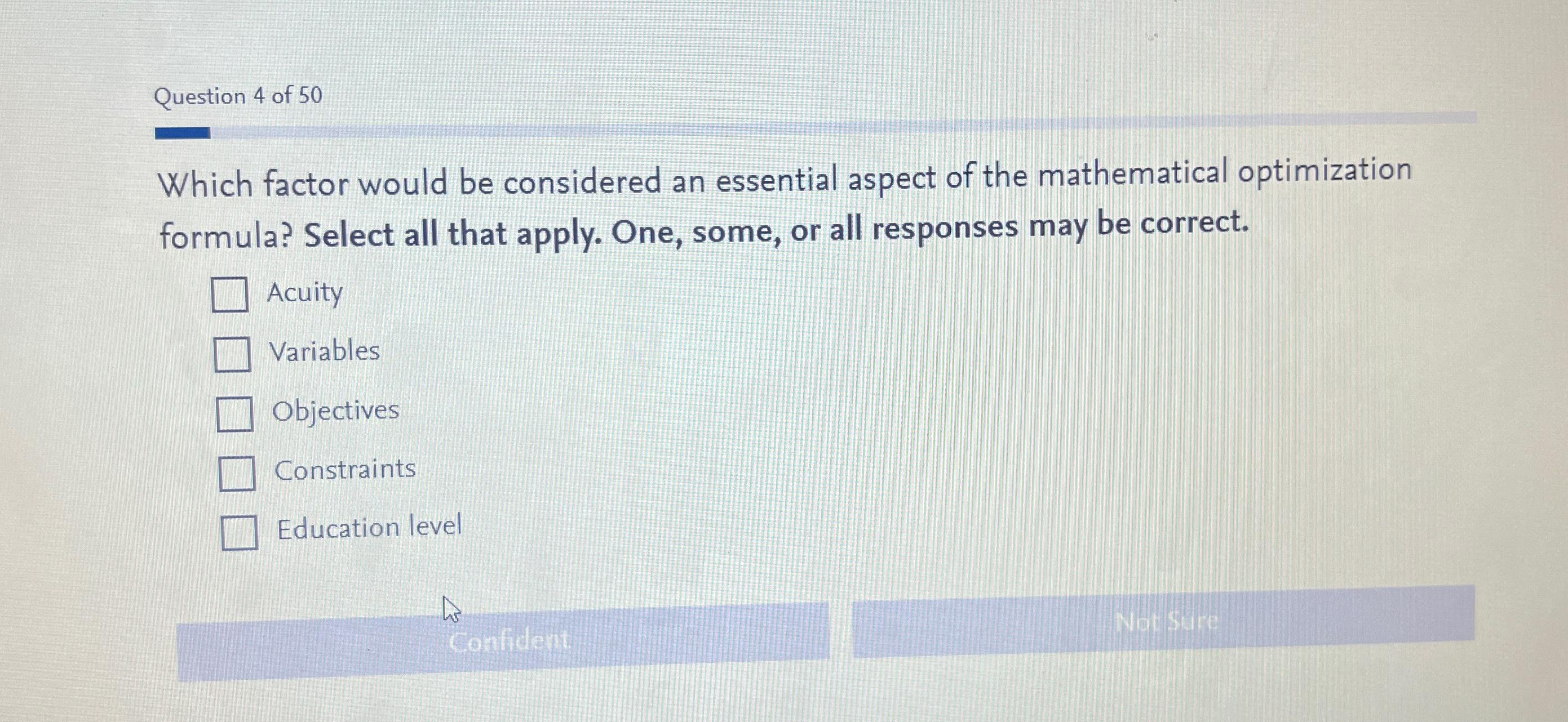 Solved Question 4 ﻿of 50Which factor would be considered an | Chegg.com