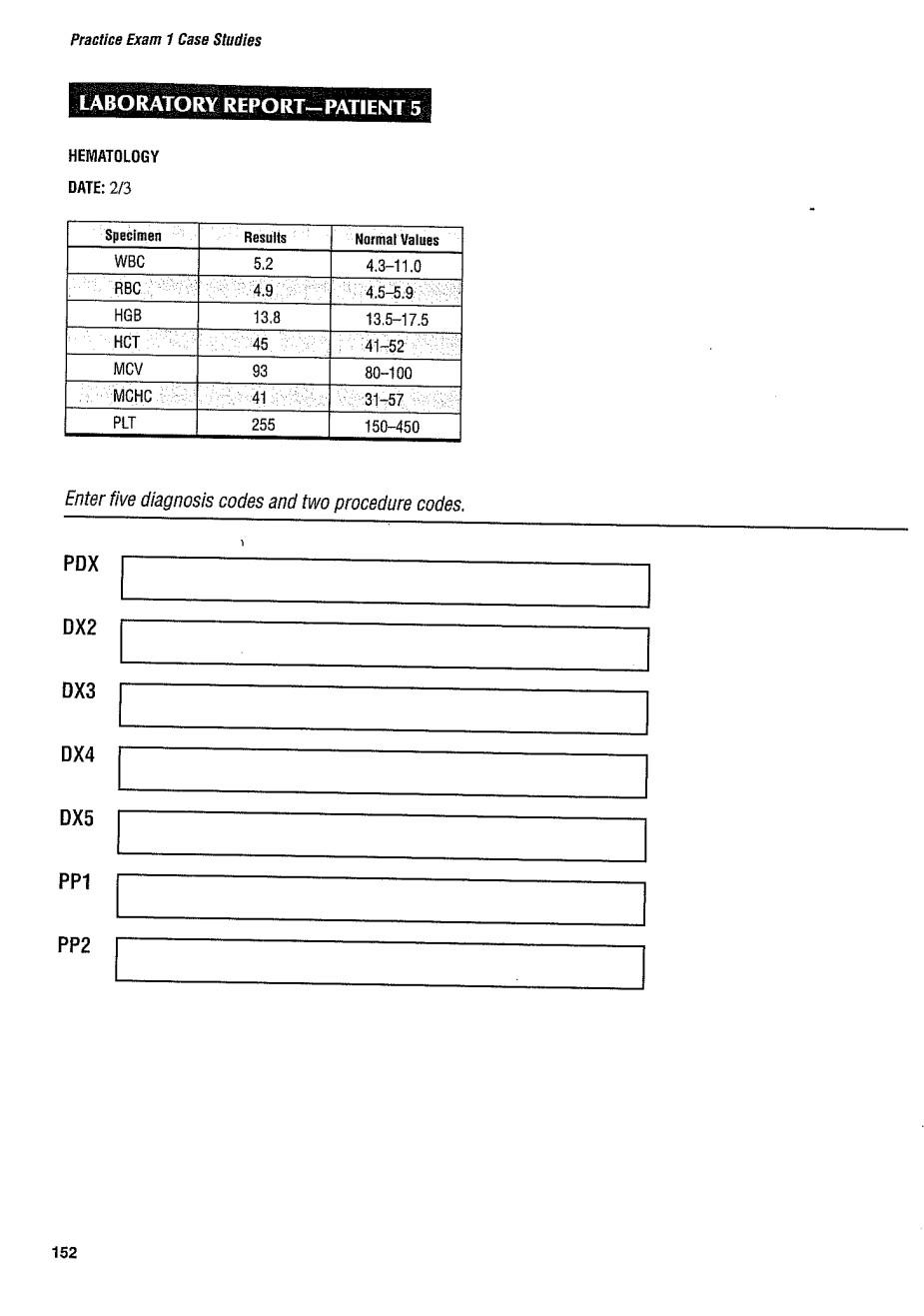 Solved Practice Exam 1 Case Studies INPATIENT RECORD-PATIENT | Chegg.com