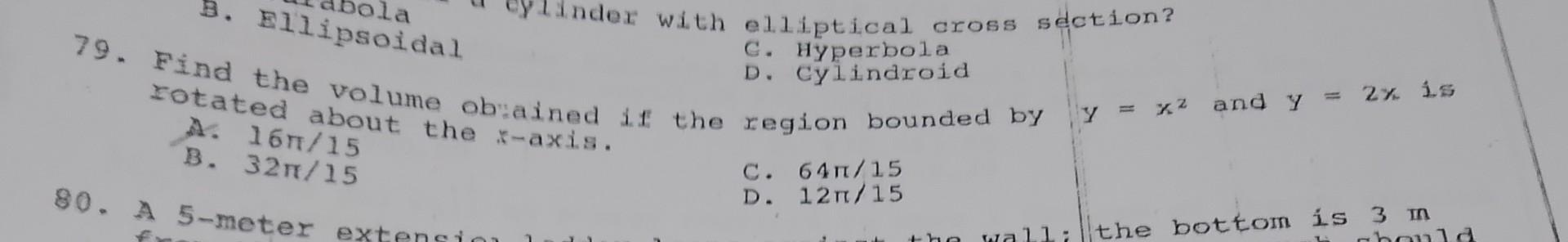 Solved B. Ellipsoidal C. Hyperbola elliptical cross | Chegg.com