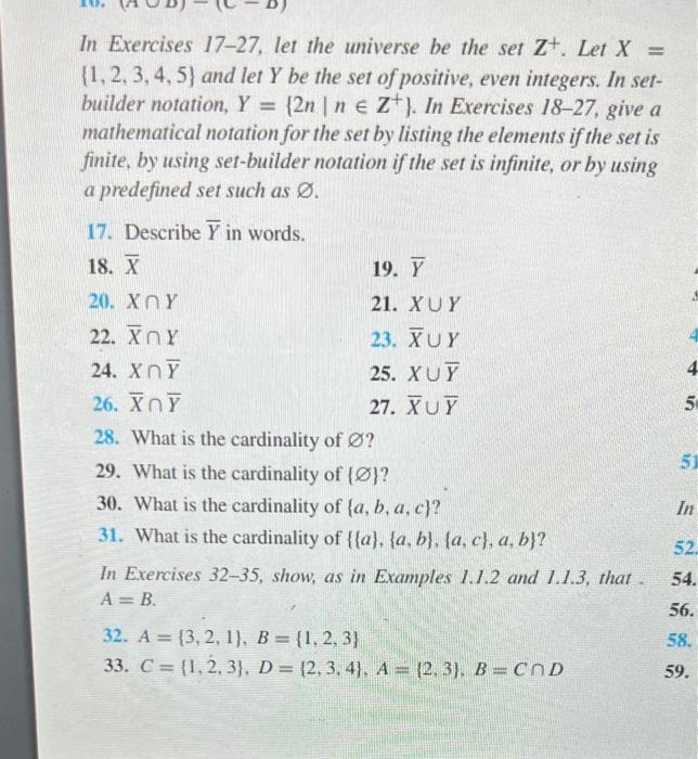 Solved In Exercises 17-27, let the universe be the set Z+. | Chegg.com