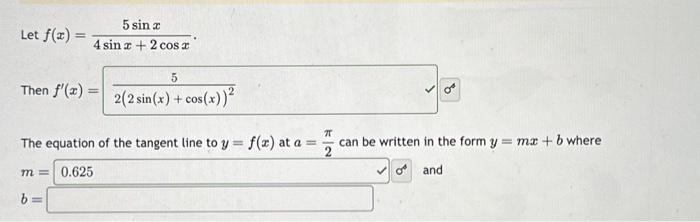 Solved Let f(x)=4sinx+2cosx5sinx Then | Chegg.com