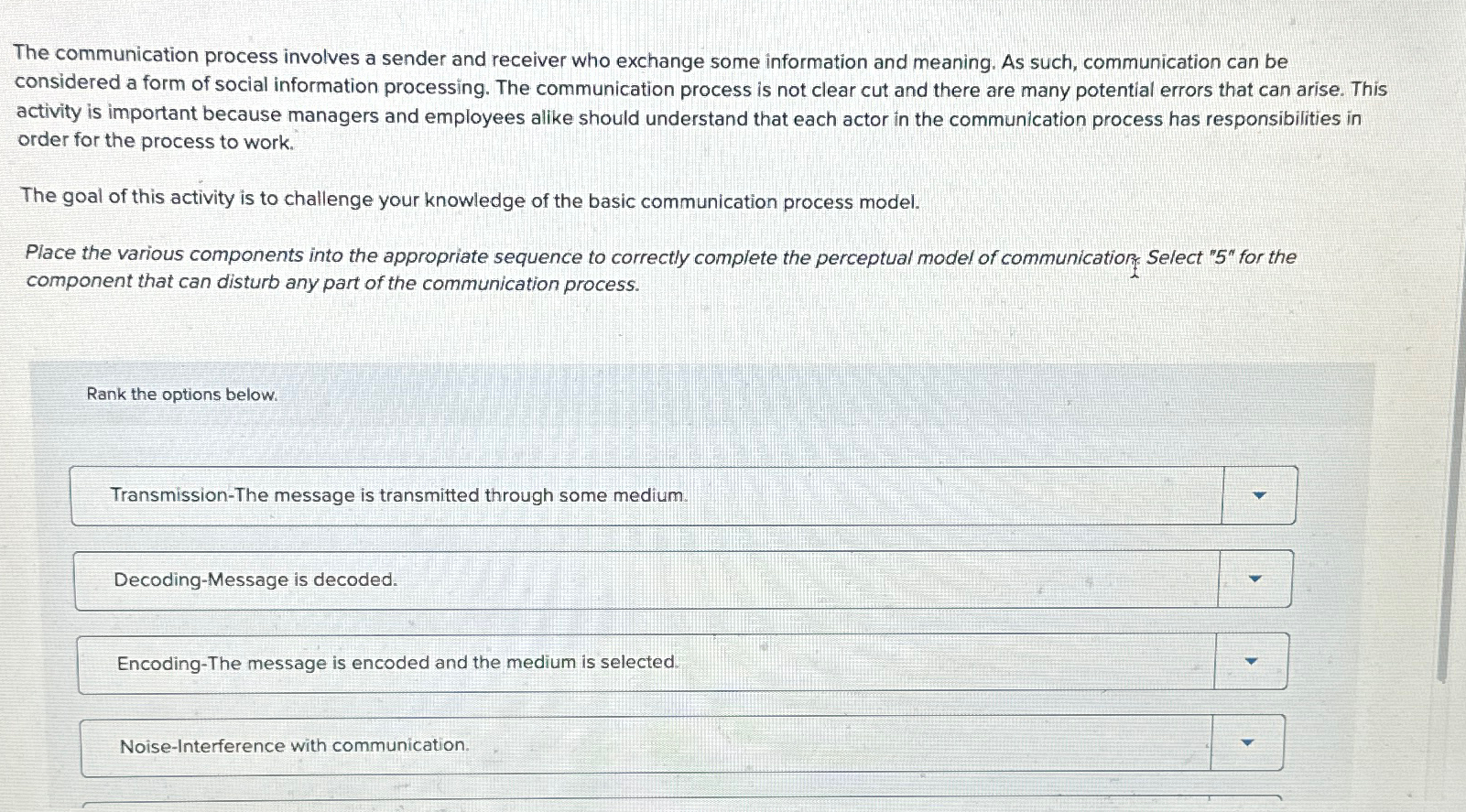 Solved The communication process involves a sender and | Chegg.com