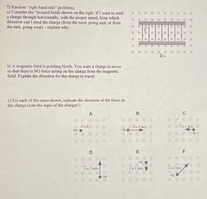 Solved X X X x Х X X X 7) Random "right hand rule" problems: | Chegg.com