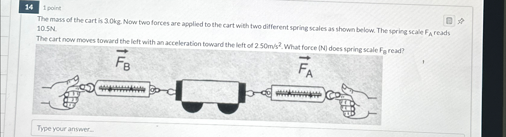 Solved 141 ﻿pointThe mass of the cart is 3.0kg. ﻿Now two | Chegg.com