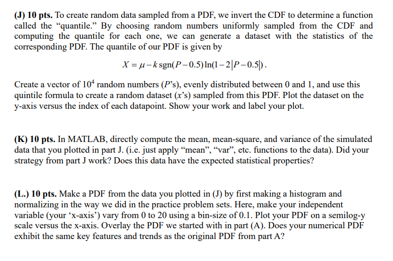 Solved (J) 10 pts. To ﻿create random data sampled from a | Chegg.com
