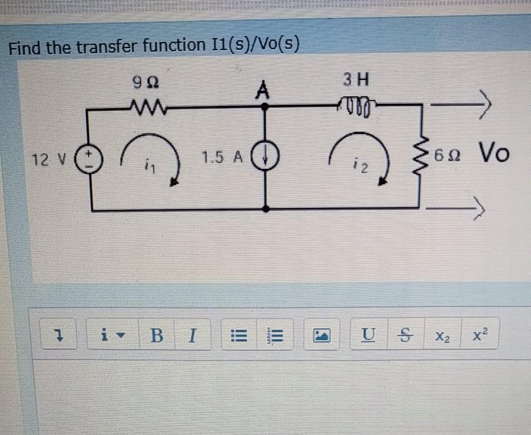 Solved Find the transfer function 11(s)/V0(S) 3H А 12 V in | Chegg.com
