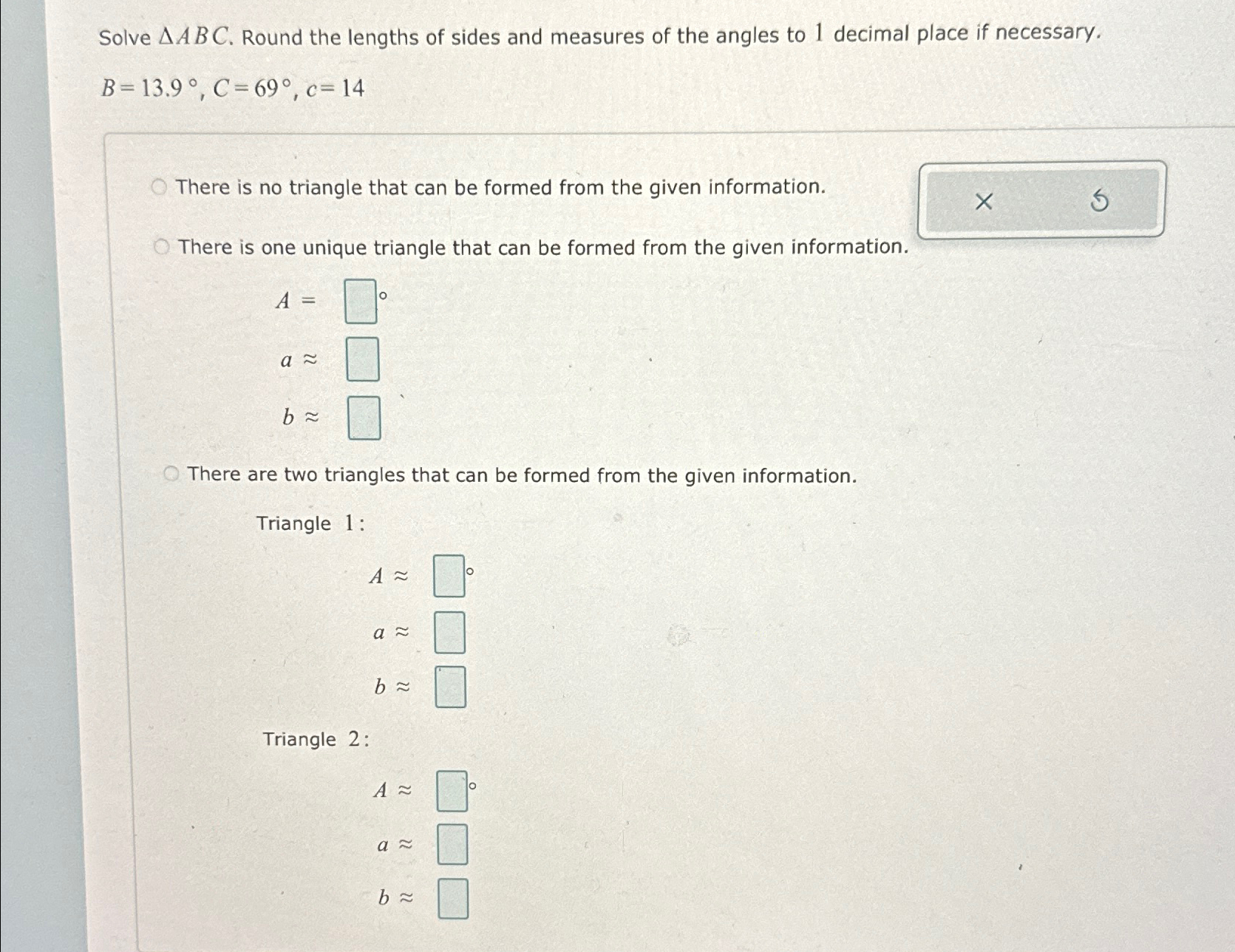 Solved Solve //ABC. Round the lengths of sides and measures | Chegg.com