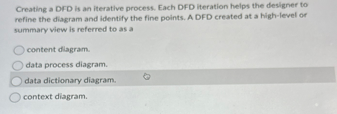 Solved Creating a DFD is an iterative process. Each DFD | Chegg.com