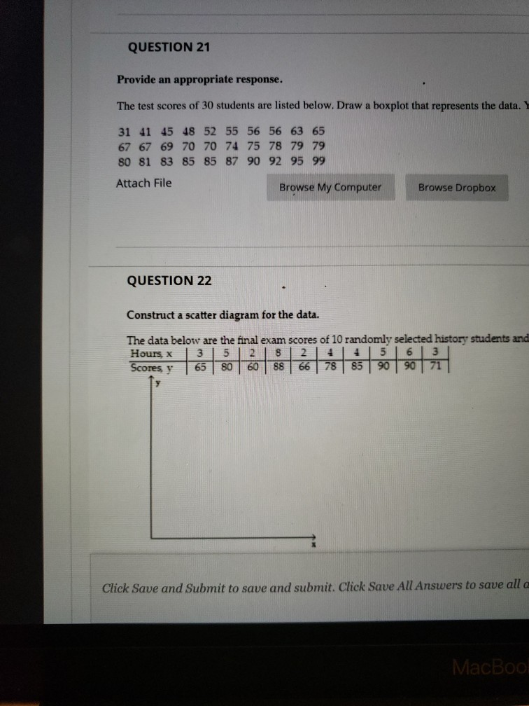 Solved Question 21 The test scores of 30 students are | Chegg.com
