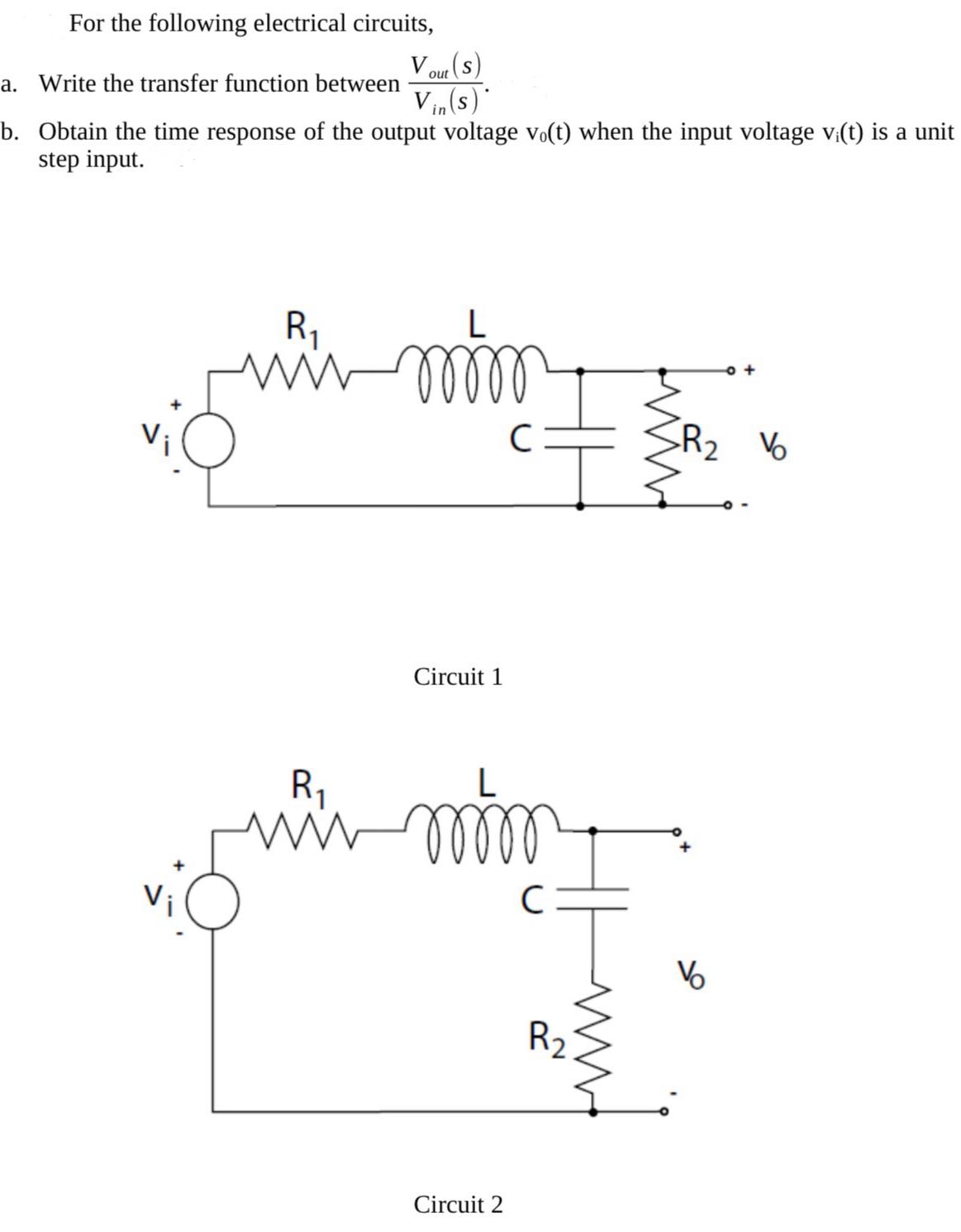 For the following electrical circuits,a. ﻿Write the | Chegg.com