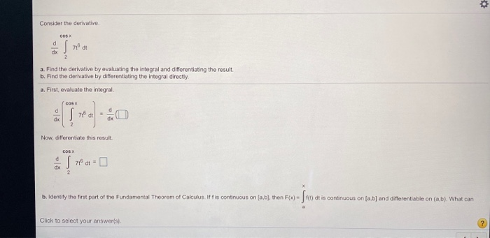 Solved Consider the derivative COS d dx 2 7 a. Find the | Chegg.com