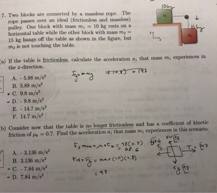 Solved Louy M 7. Two blocks are connected by a massless | Chegg.com