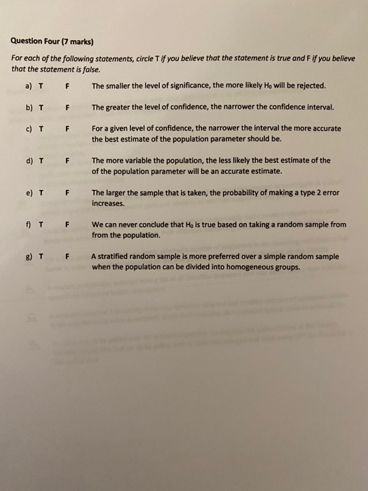 Solved Question Four (7 marks) For each of the following | Chegg.com