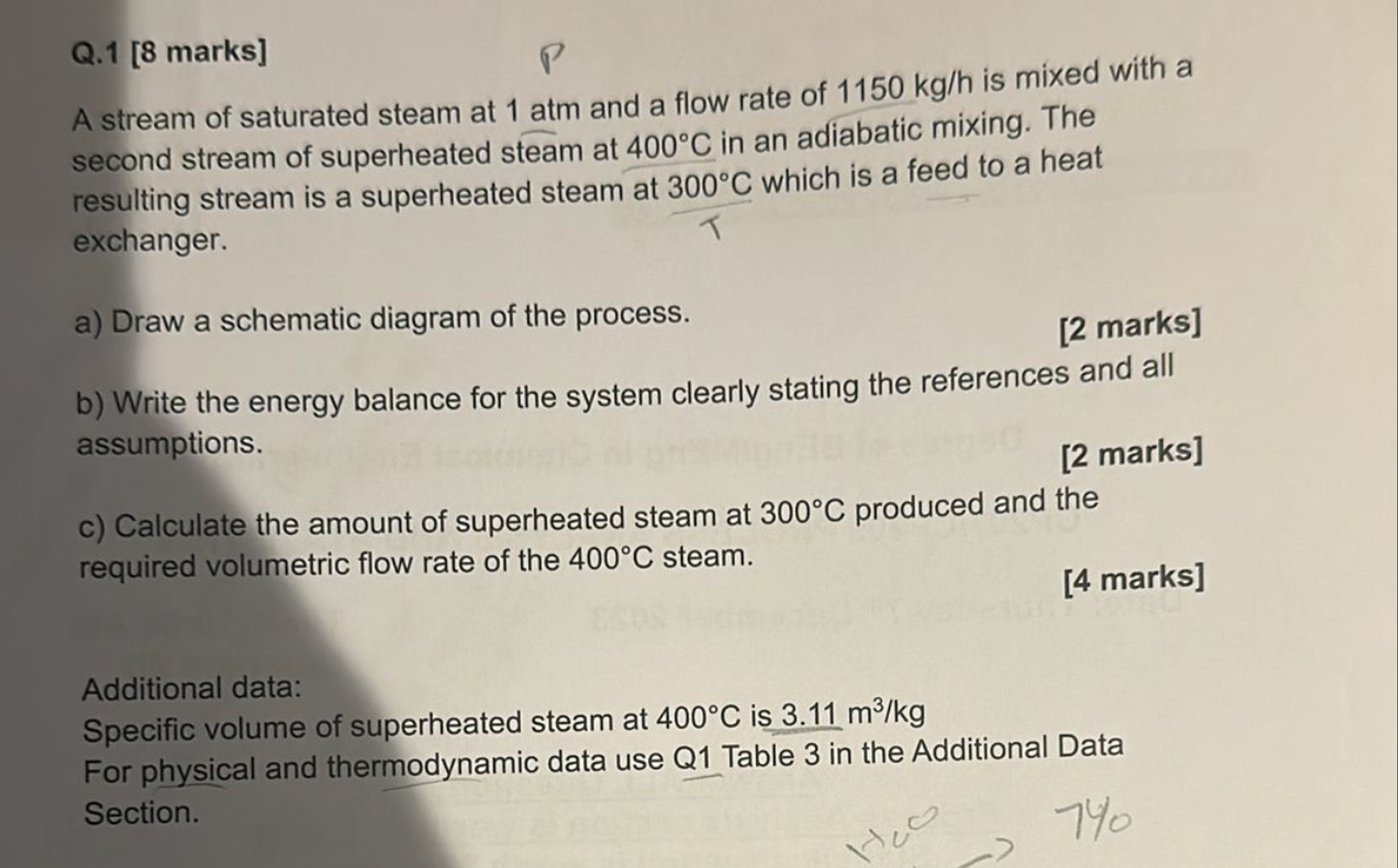 Solved Q. 1 [8 ﻿marks]A stream of saturated steam at 1 ﻿atm | Chegg.com