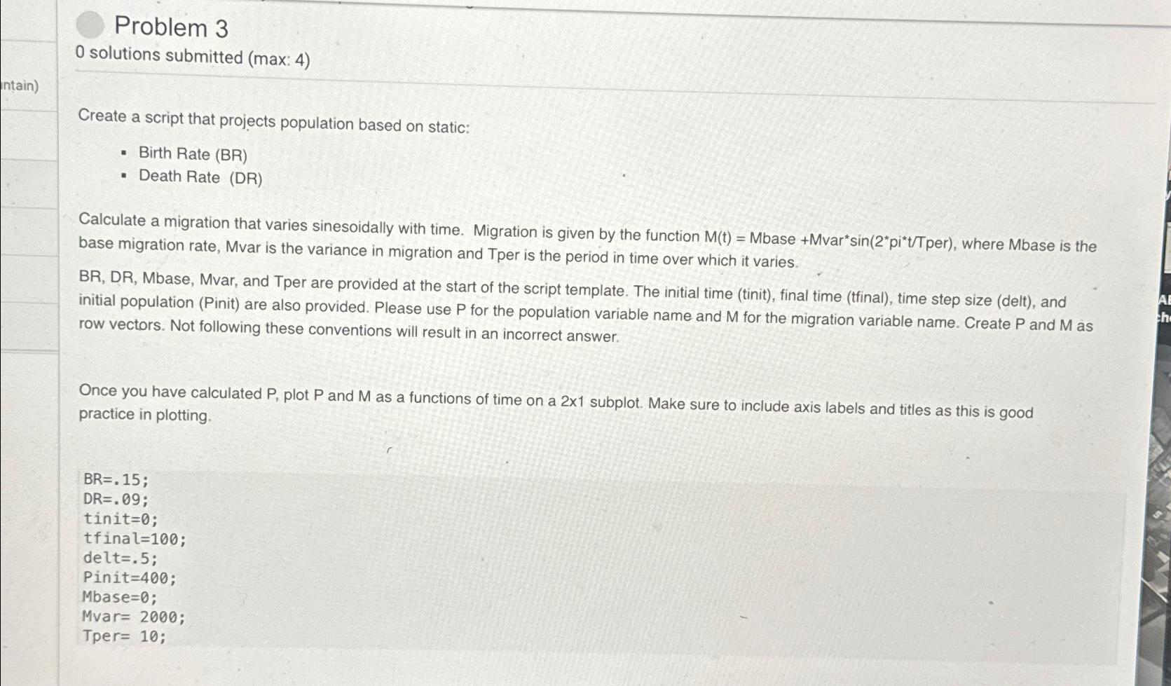 Solved Problem 30 ﻿solutions submitted (max: 4)Create a | Chegg.com