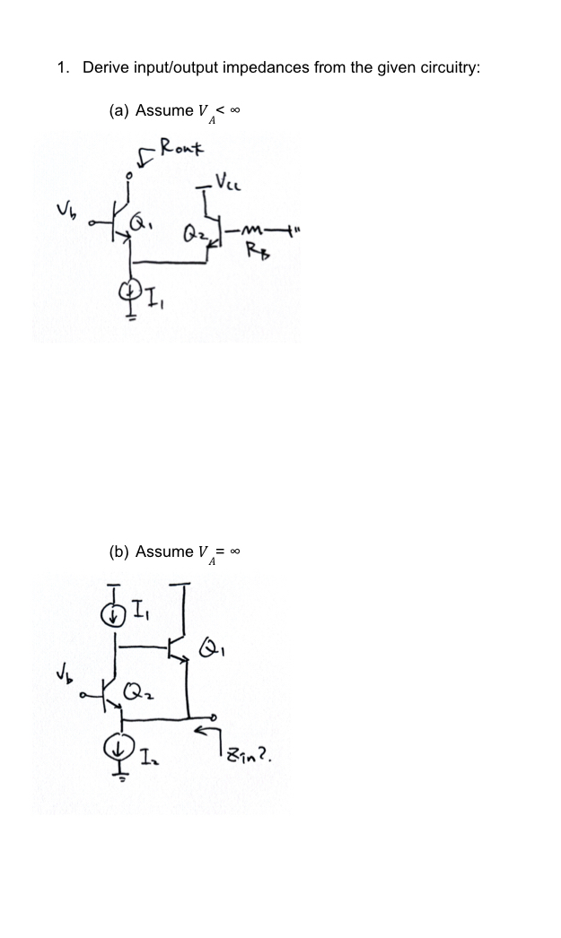 Derive Inputoutput Impedances From The Given 
