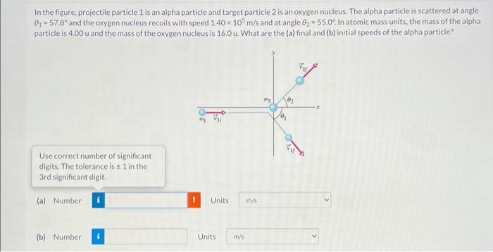 Solved In the figure, projectile particle 1 is an alpha | Chegg.com