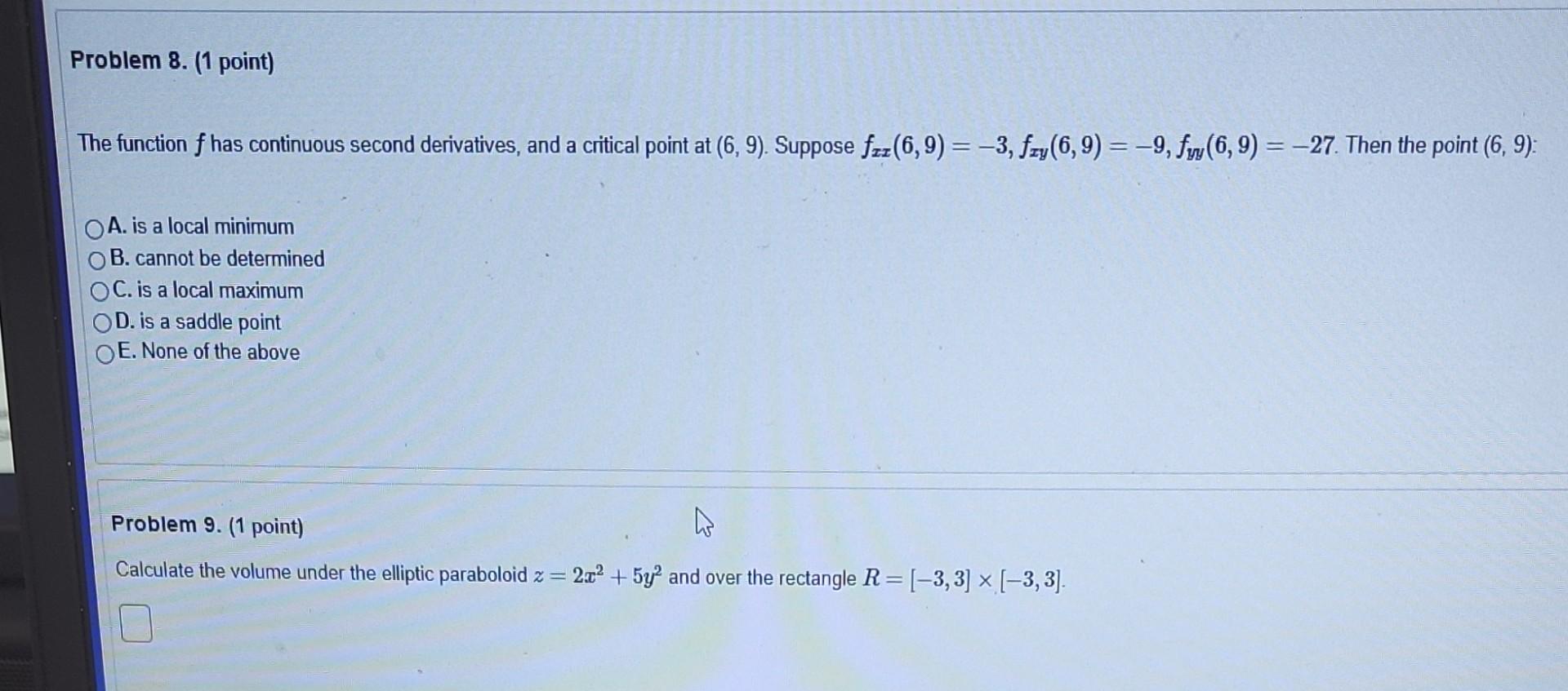 Solved The Function F Has Continuous Second Derivatives And
