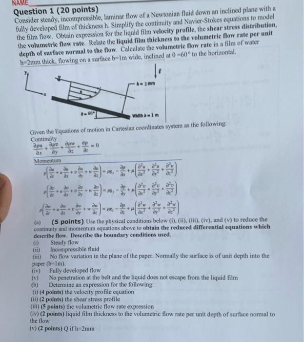 Solved Question 1 (20 points) Consider steady, | Chegg.com
