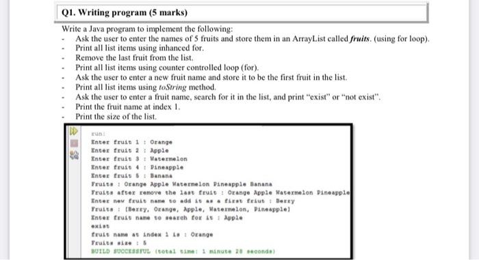 Solved Write a Java program to implement the following: Ask | Chegg.com