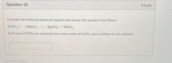 Solved Consider the following balanced equation and answer | Chegg.com