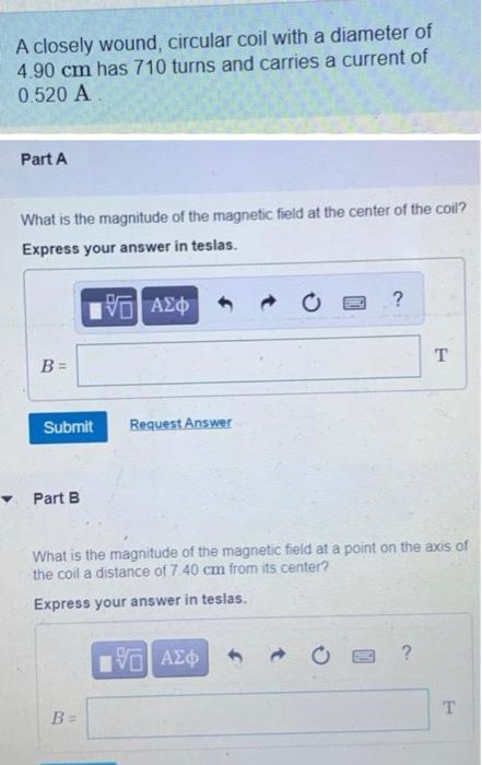 Solved A closely wound, circular coil with a diameter of | Chegg.com