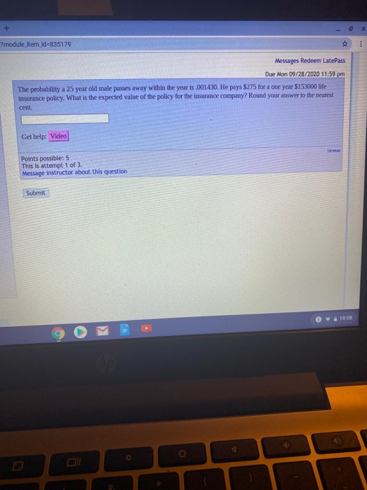 Solved + ?module item id=835179 : Messages Redeem LatePass | Chegg.com