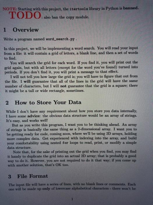 Solved NOTE: Starting with this project, the itertools | Chegg.com