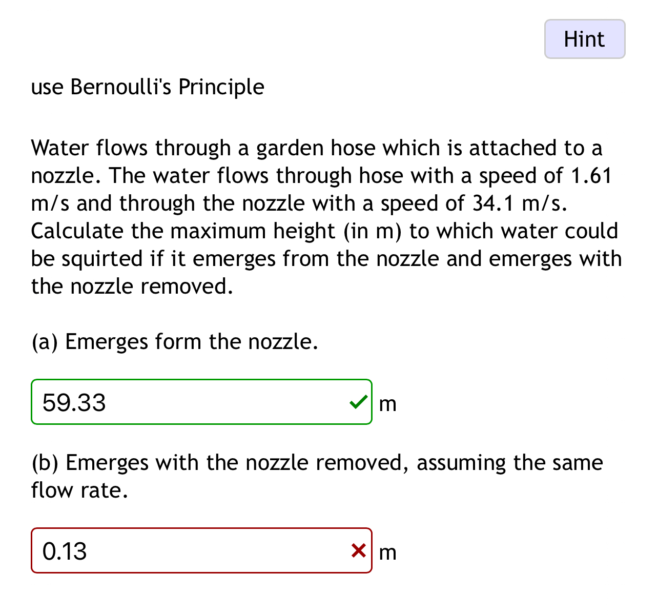 Solved use Bernoulli's PrincipleWater flows through a garden | Chegg.com