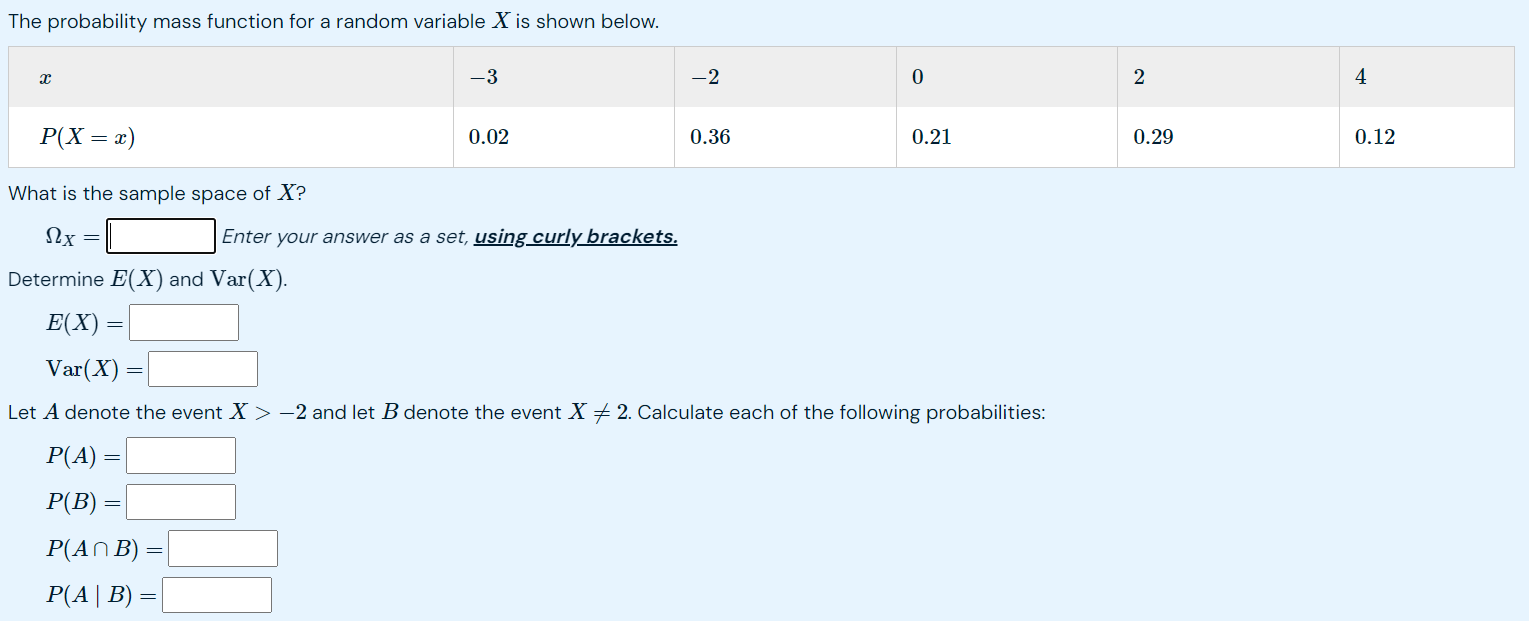 Solved The probability mass function for a random variable x | Chegg.com