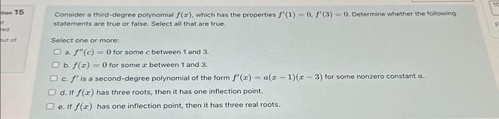 Solved Consider a third-degree polynomial f(x), which has | Chegg.com