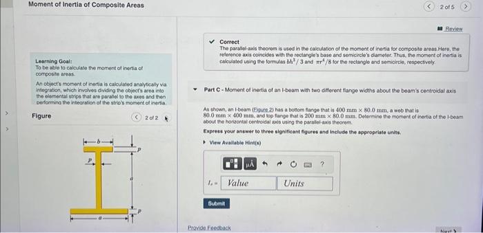 Solved Moment of Inertia of Composite Areas Correct The | Chegg.com