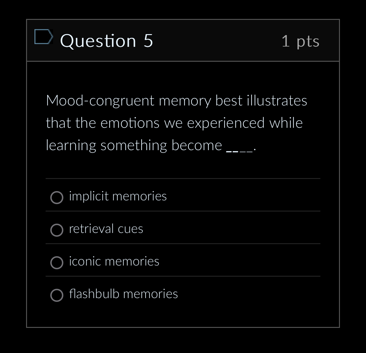 Solved Question 51 ﻿ptsMood-congruent memory best | Chegg.com