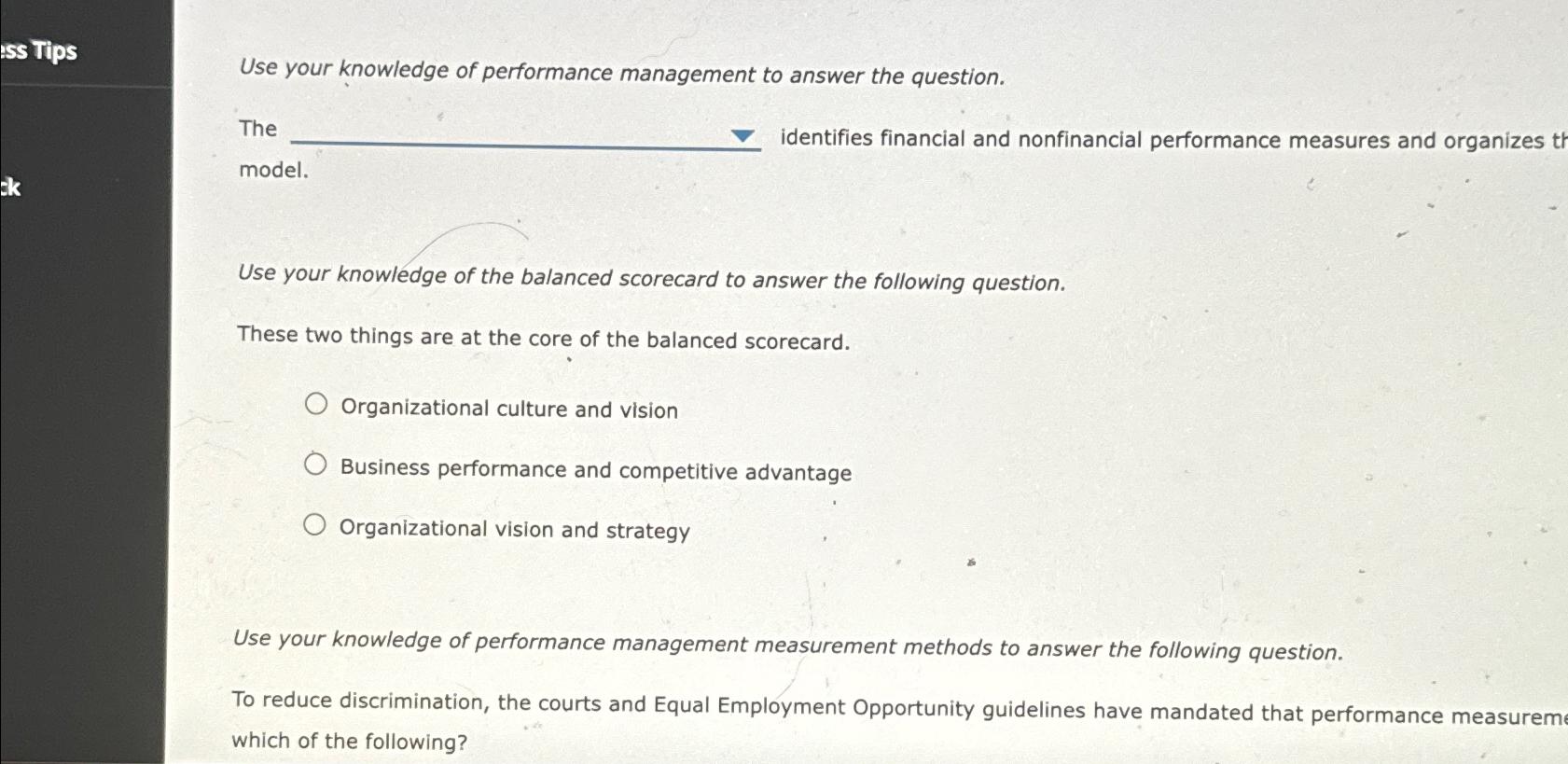 Solved Use your knowledge of performance management to | Chegg.com