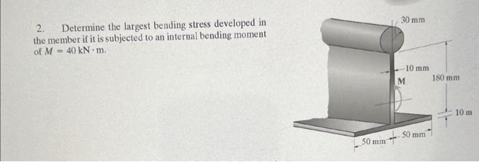 Solved 2. Determine the largest bending stress developed in | Chegg.com