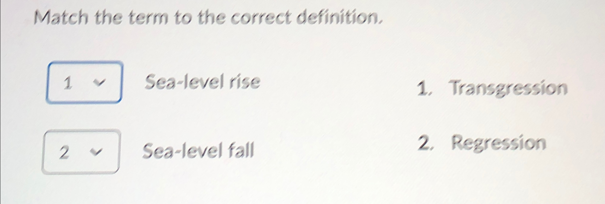 Solved Match the term to the correct definition.Sea-level | Chegg.com