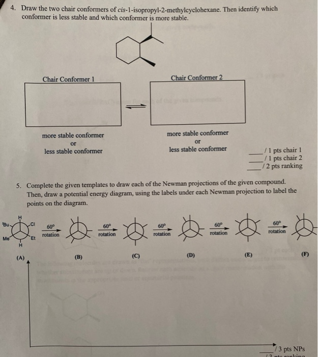 Solved 4. Draw the two chair conformers of | Chegg.com