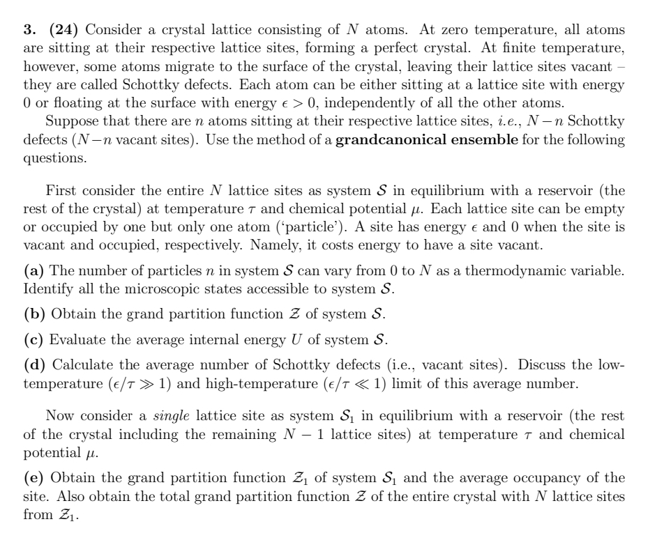 Solved (24) ﻿Consider a crystal lattice consisting of N | Chegg.com