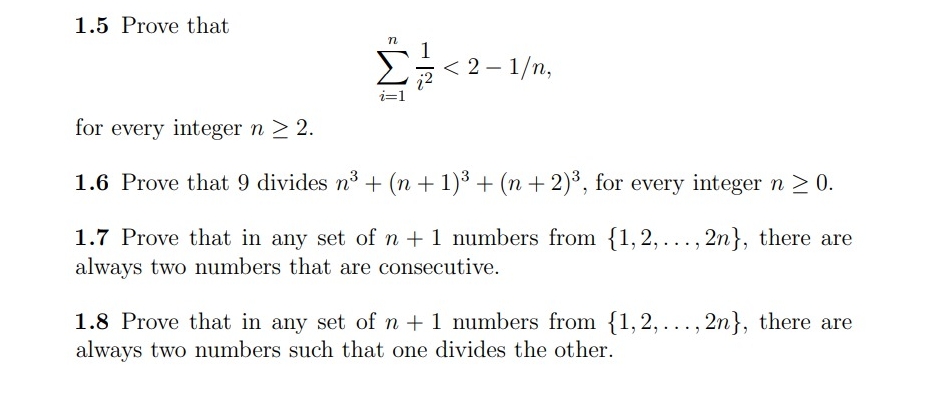 Solved 1.5 ﻿Prove that∑i=1n1i2