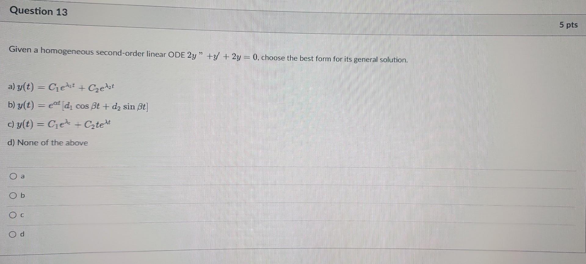 Solved Given a homogeneous second-order linear ODE | Chegg.com