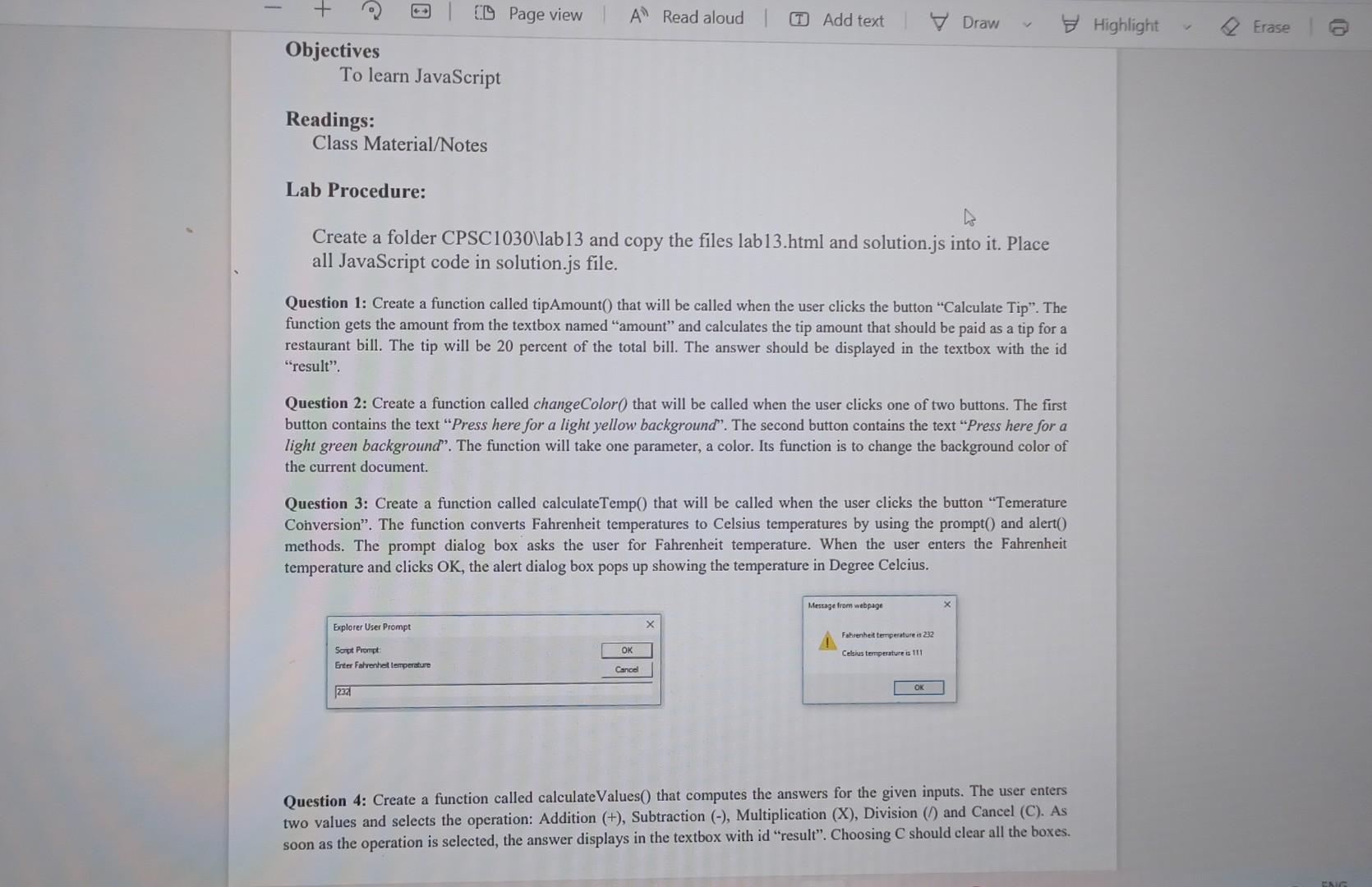 Solved Readings: Class Material/Notes Lab Procedure: Create | Chegg.com