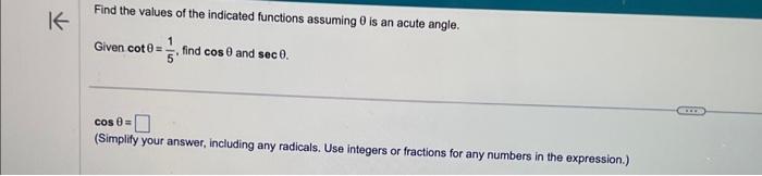 Solved Find the values of the indicated functions assuming θ | Chegg.com